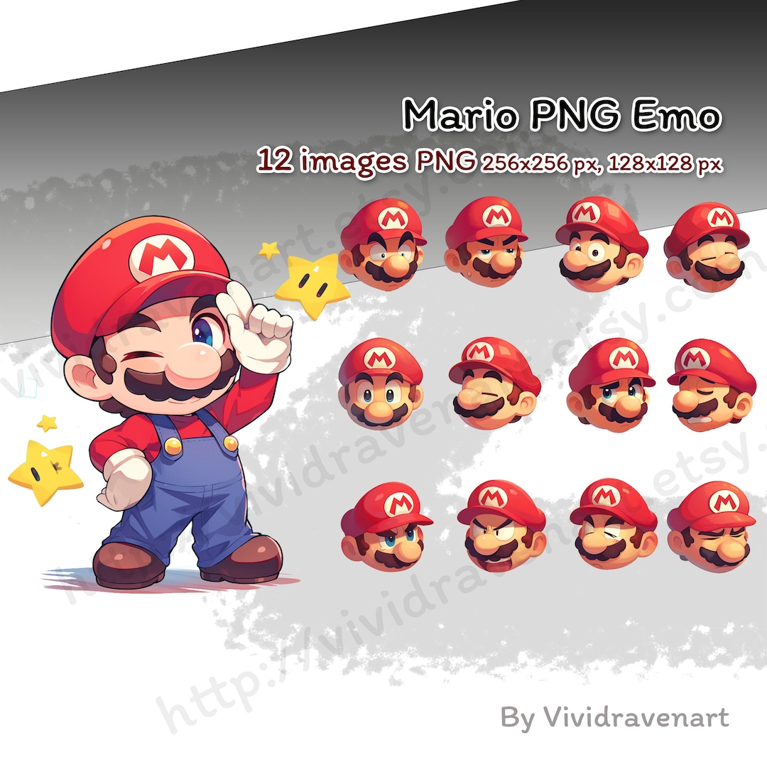 Mario Emotes PNG Set - Etsy