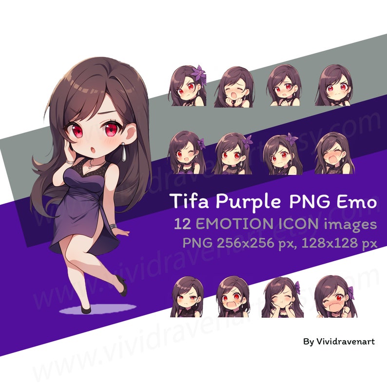 Tifa Final Fantasy VII Emotion PNG Purple Dress Set - Etsy