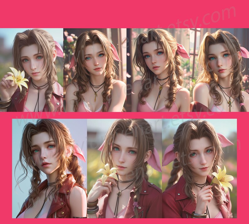Aerith Gainsborough Face Portrait – High-quality Final Fantasy Art ...