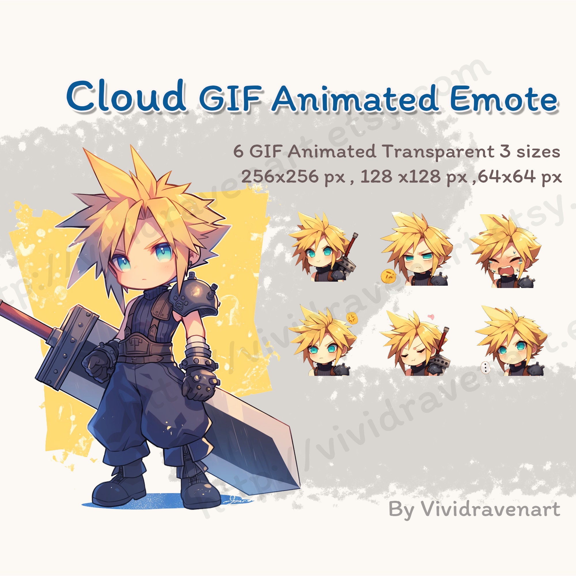 Cloud Strife Emote Animated GIF - Etsy