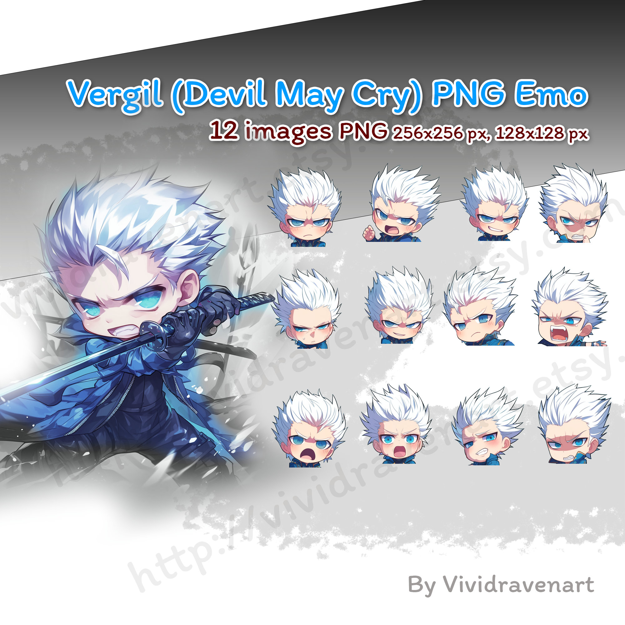 Vergil Devil May Cry Emotion PNG Set - Etsy