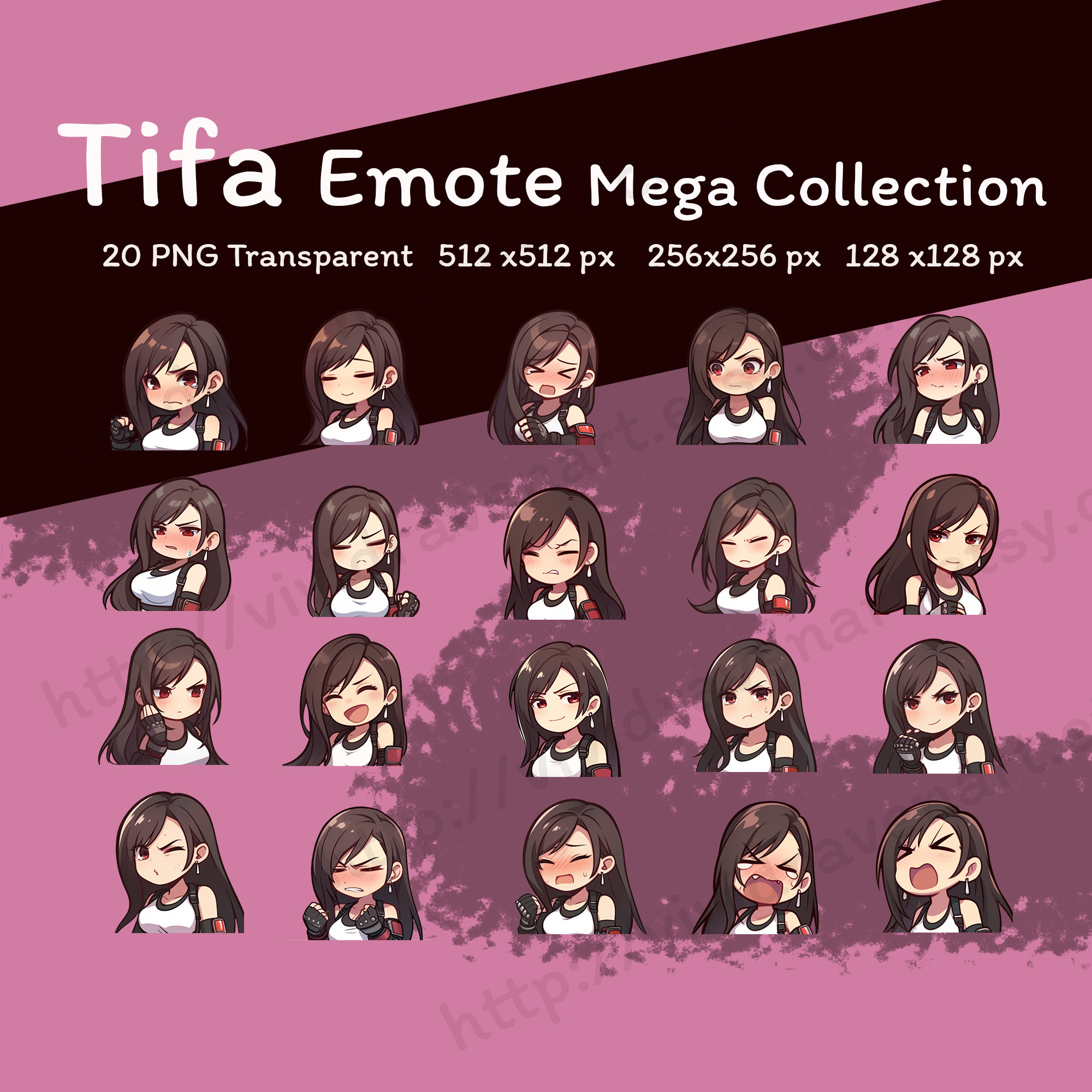 Tifa Lockhart Emote Mega PNG Collection 3 Sizes Set - Etsy