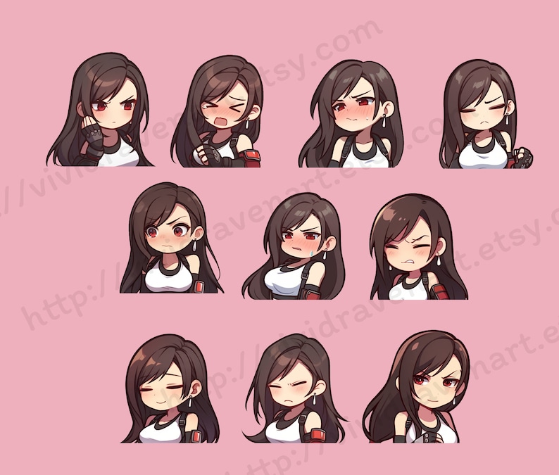 Tifa Lockhart Emote Mega PNG Collection 3 Sizes Set - Etsy