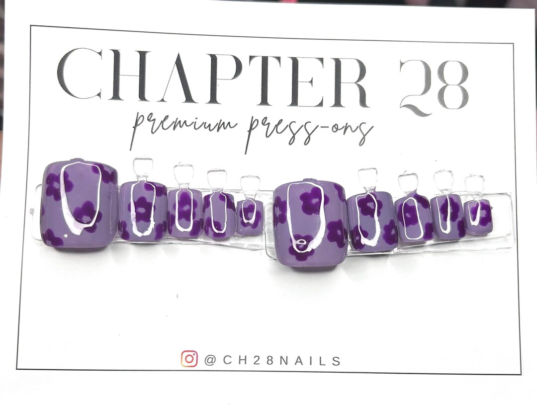 Purple Flowered Press on Toes - Etsy
