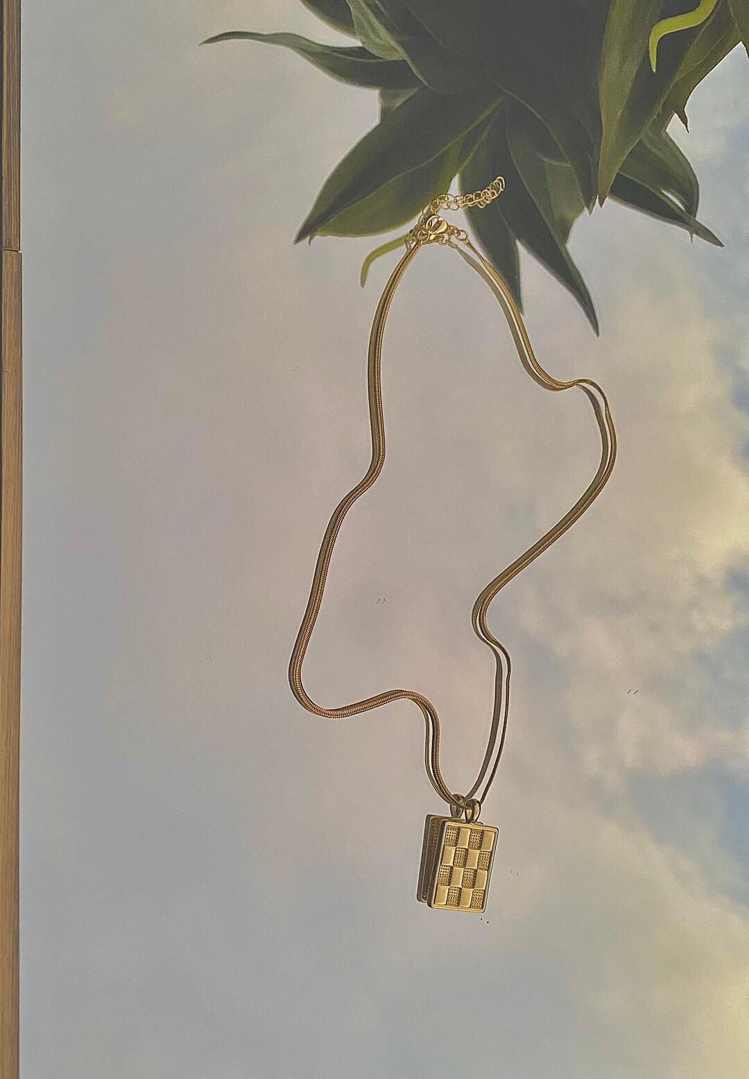 18k Gold Filled Checkered Pendant Necklace | Various Colors | Checkered ...