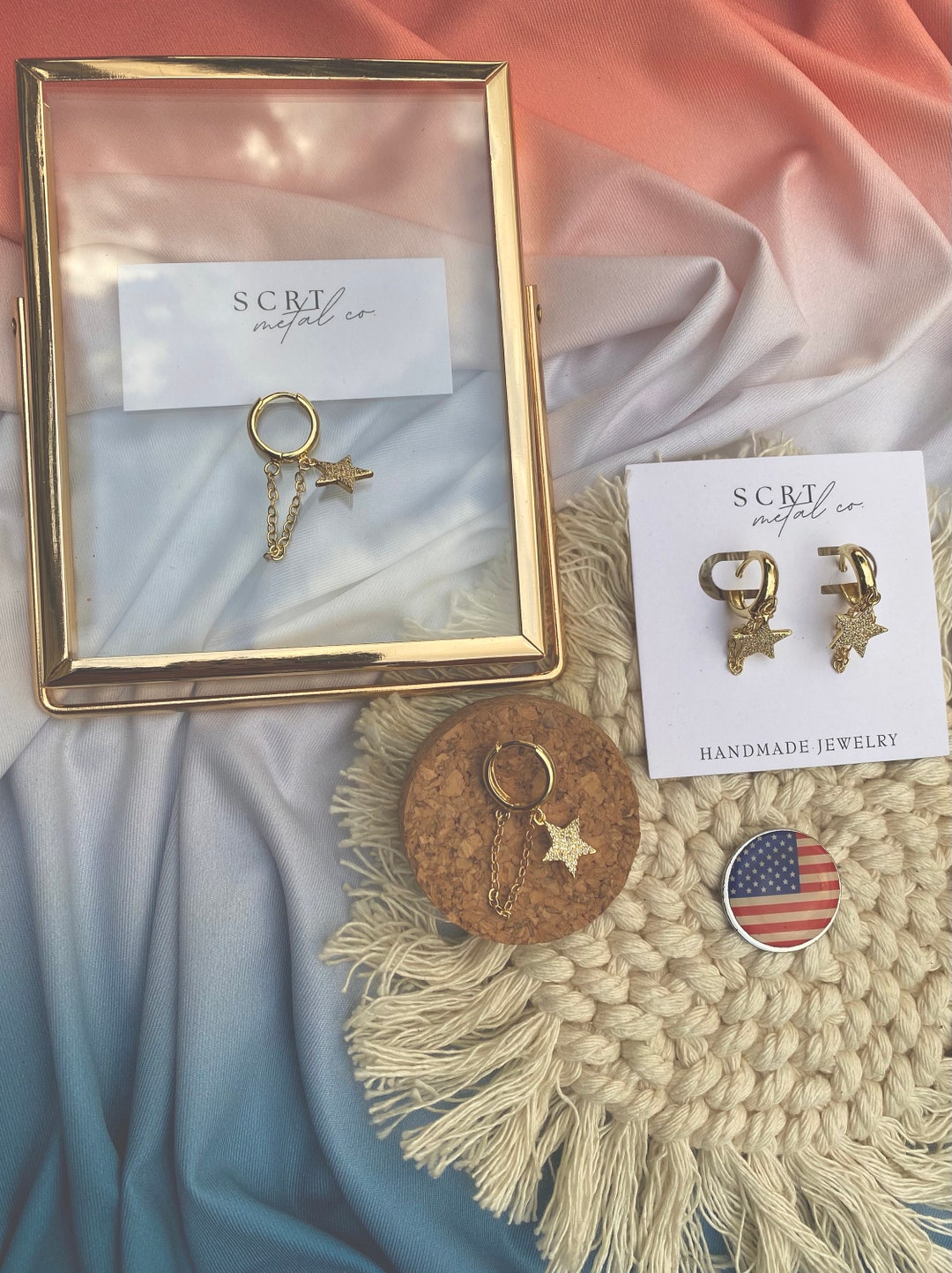 18k Gold Filled Star & Chain Huggies Gold Filled Gold Filled Huggies ...