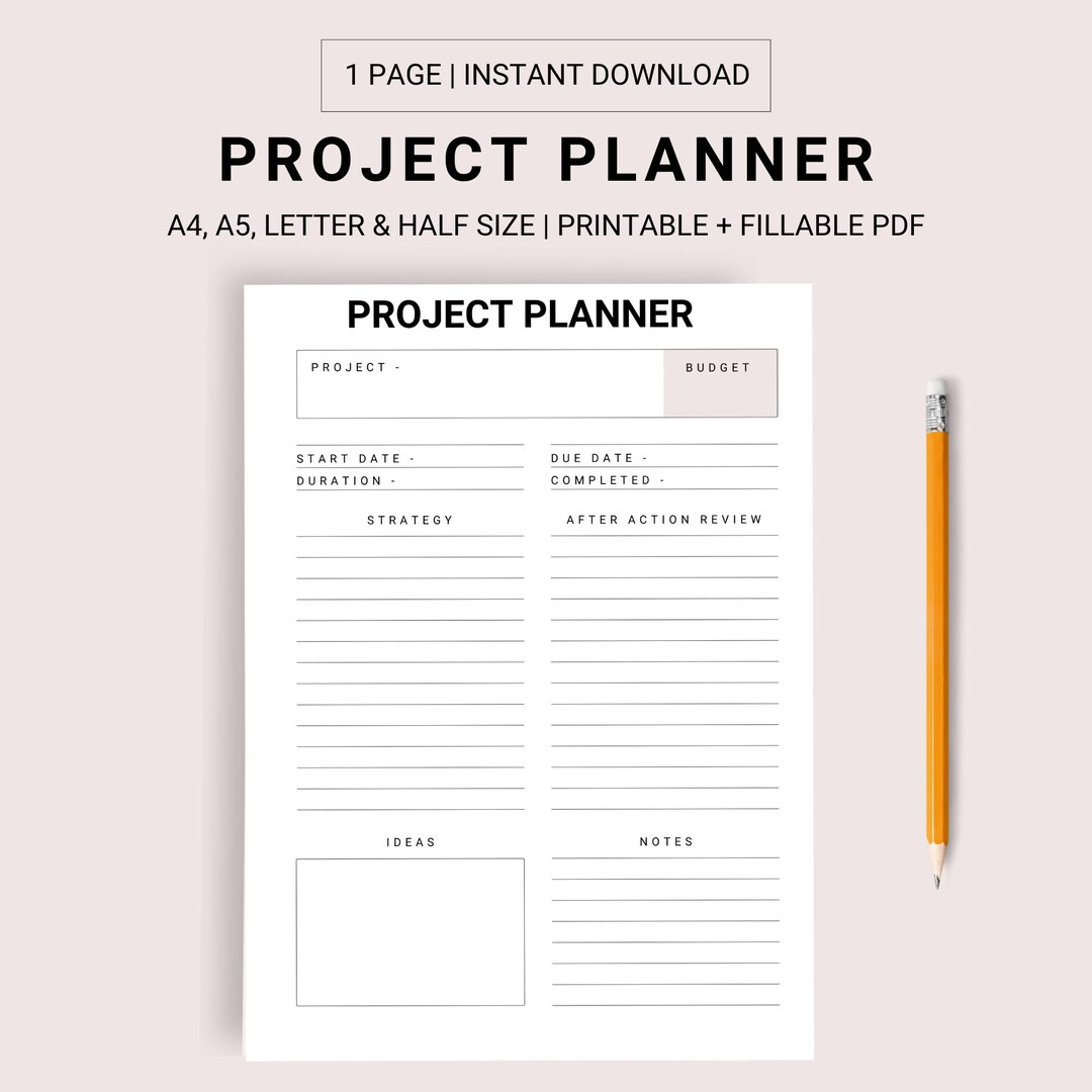 PROJECT PLANNER PRINTABLE, School Project Planner, Project Planning Pdf ...