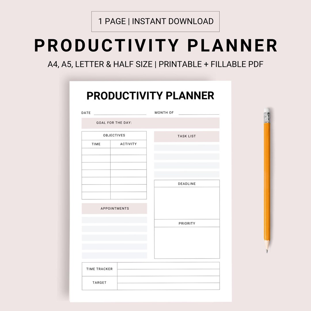 DAILY PRODUCTIVITY PLANNER, Task Planner, Productivity Tracker, Goals ...