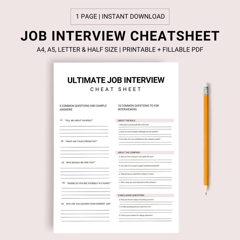 Ultimate JOB INTERVIEW CHEATSHEET, for Job Seekers, Common Interview ...