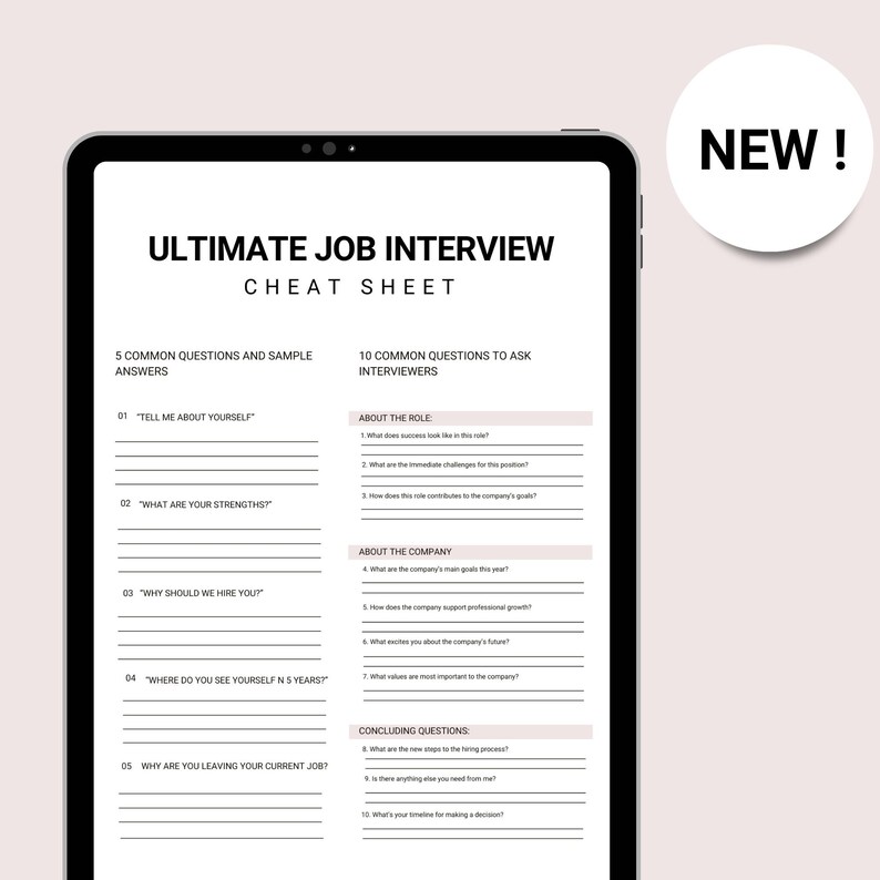 Ultimate JOB INTERVIEW CHEATSHEET, for Job Seekers, Common Interview ...