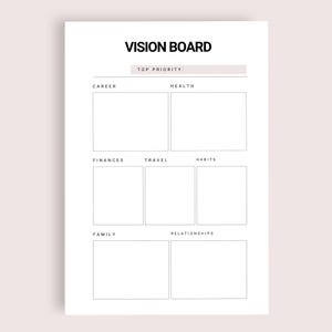 VISION BOARD PRINTABLE, Vision Board, Law of Attraction, Vision Board ...