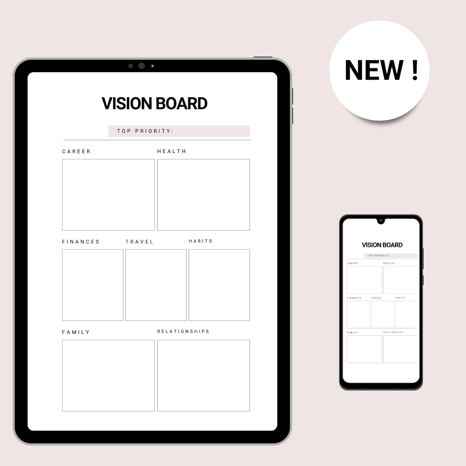 VISION BOARD PRINTABLE, Vision Board, Law of Attraction, Vision Board ...