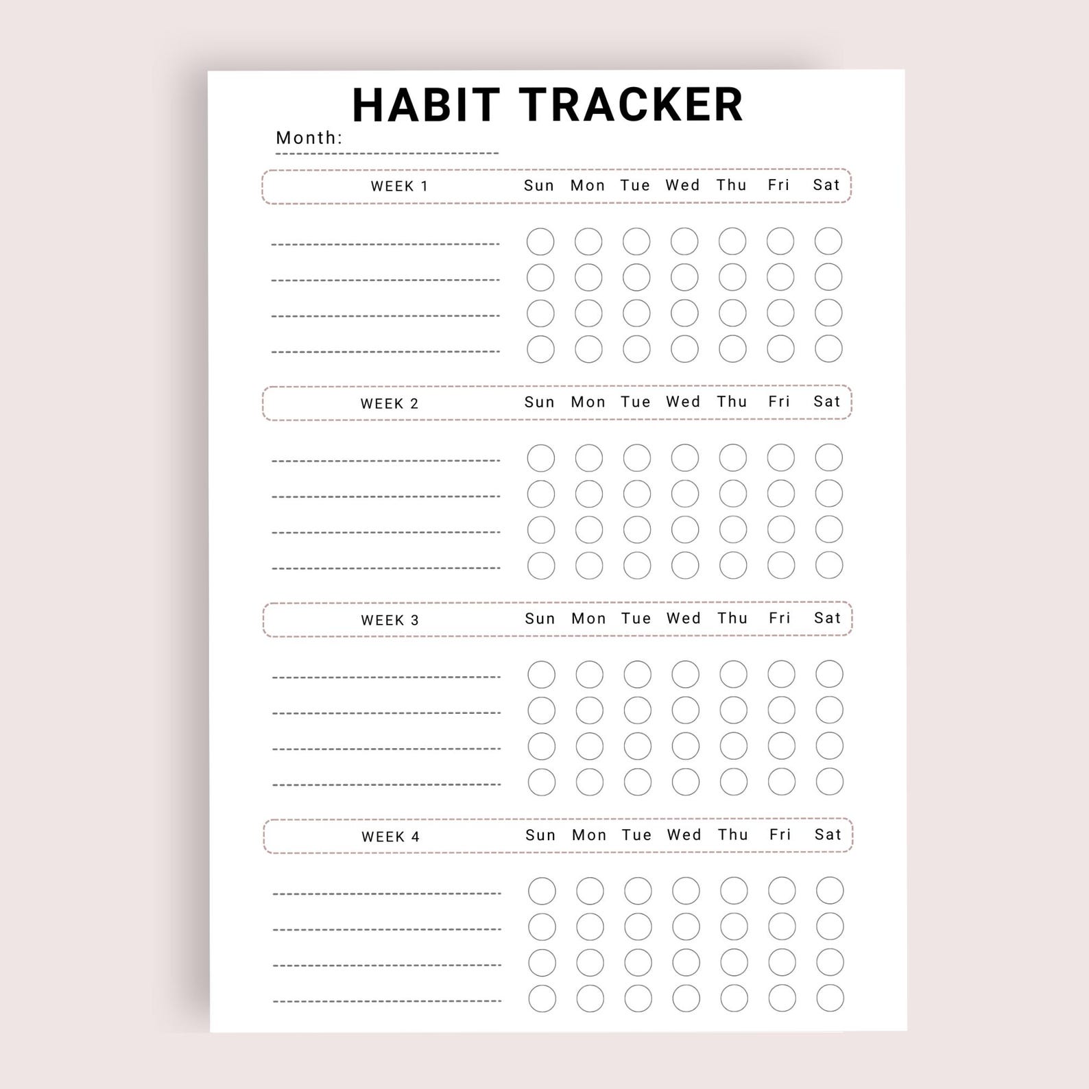 HABIT TRACKER PRINTABLE, Habit Tracker Template, Healthy Habits Chart ...