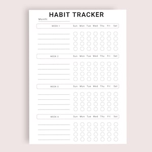 HABIT TRACKER PRINTABLE, Habit Tracker Template, Healthy Habits Chart ...