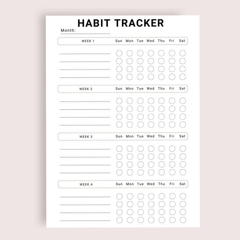 HABIT TRACKER PRINTABLE, Habit Tracker Template, Healthy Habits Chart ...