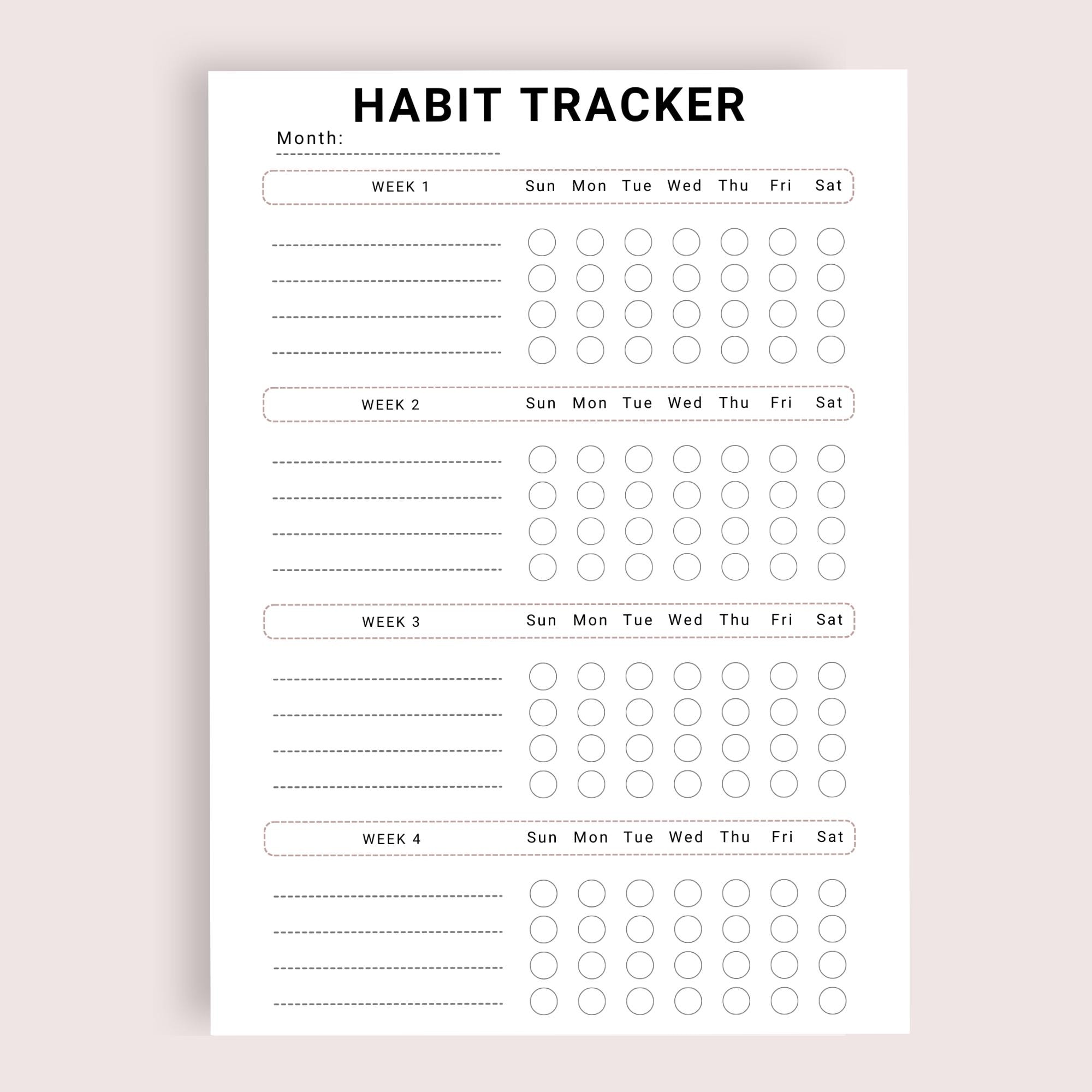HABIT TRACKER PRINTABLE, Habit Tracker Template, Healthy Habits Chart ...