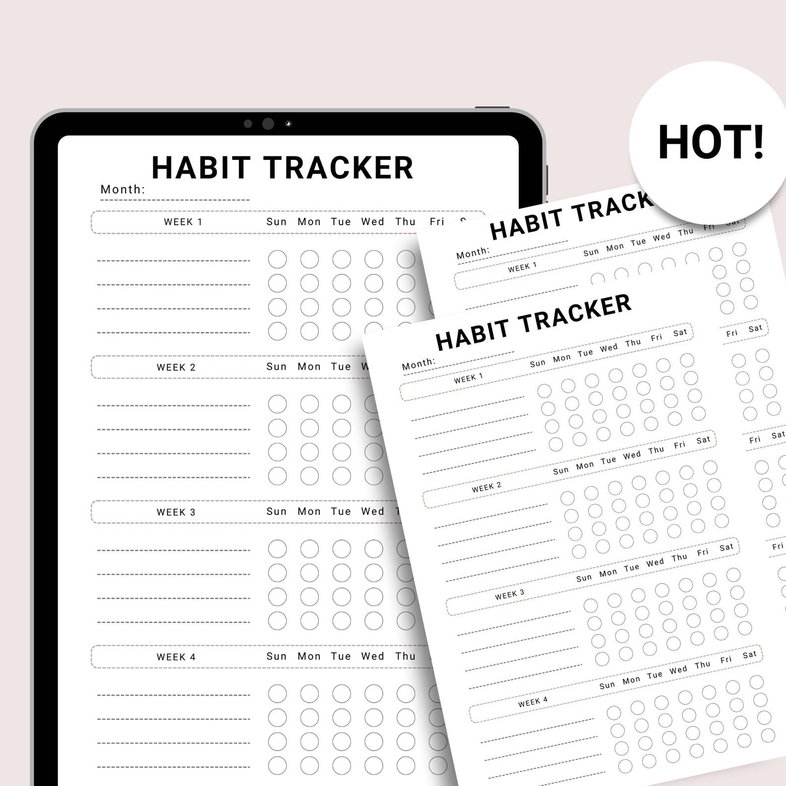 HABIT TRACKER PRINTABLE, Habit Tracker Template, Healthy Habits Chart ...