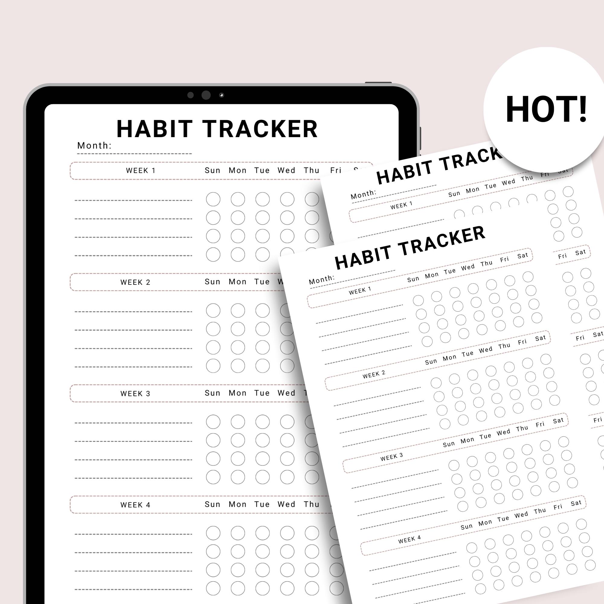HABIT TRACKER PRINTABLE, Habit Tracker Template, Healthy Habits Chart ...