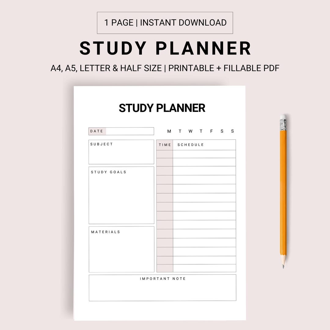 STUDY SCHEDULE TEMPLATE, Study Plan, Study Planner Digital, Study ...