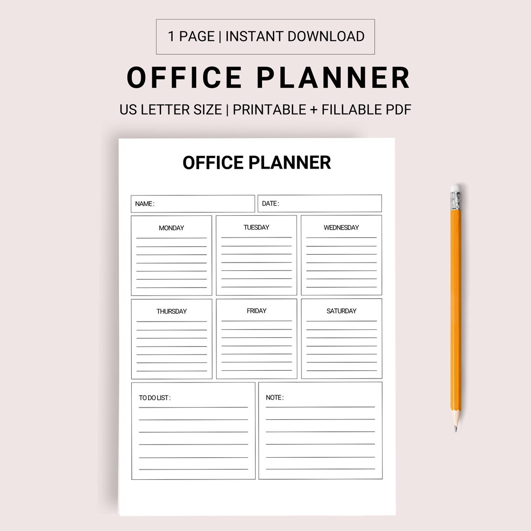 OFFICE PLANNER PRINTABLE, Daily Task Planner, Office Tasks Planner ...