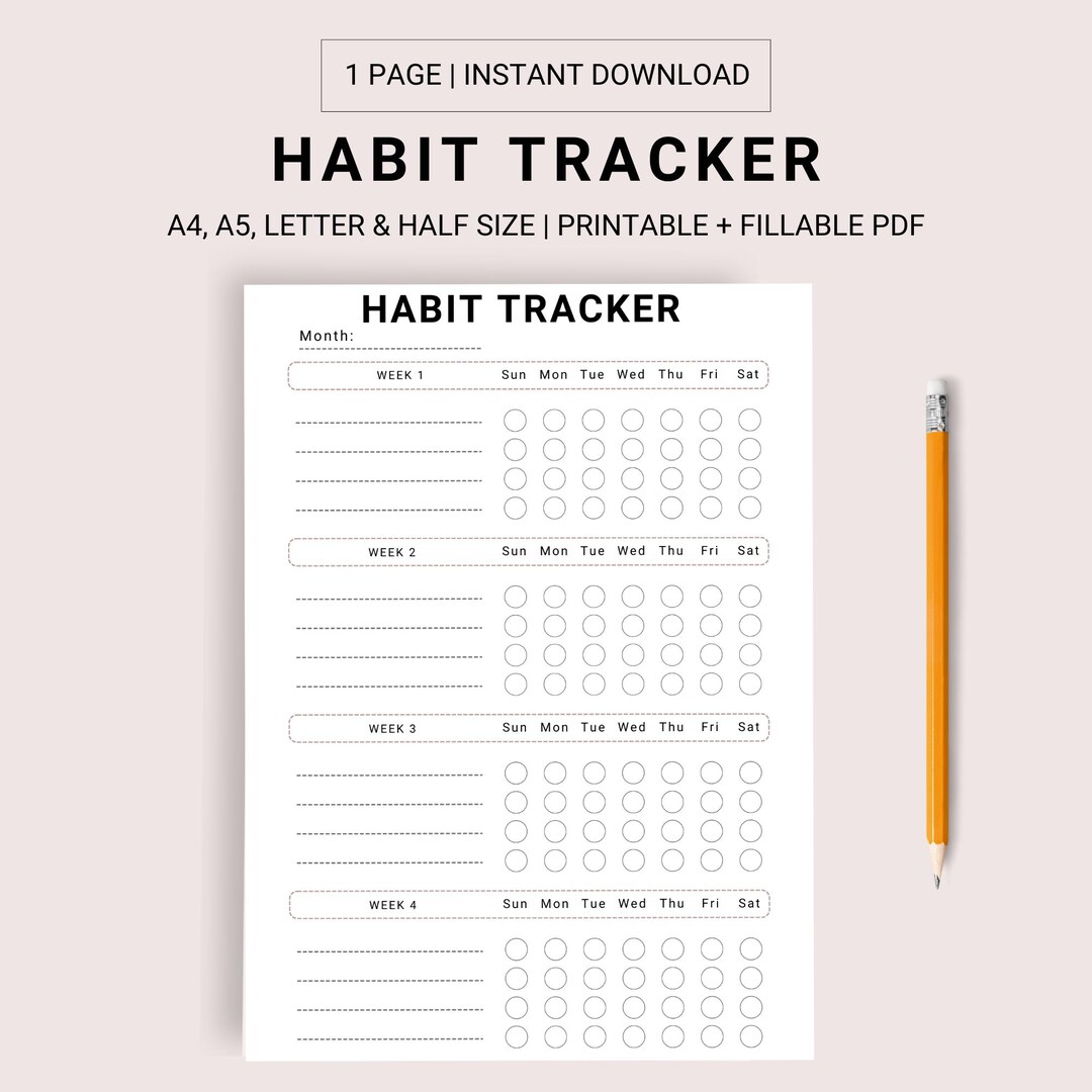 HABIT TRACKER PRINTABLE, Habit Tracker Template, Healthy Habits Chart ...