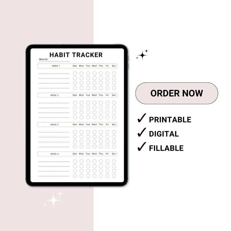 HABIT TRACKER PRINTABLE, Habit Tracker Template, Healthy Habits Chart ...