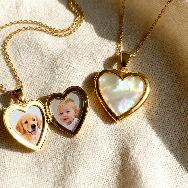 Heart Locket Necklace, Personalized Photo Lockets, Engravable Keepsake ...