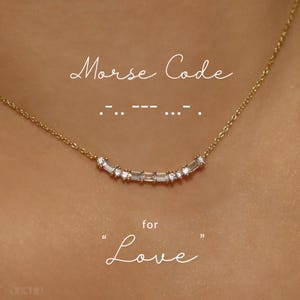 Morse Code "love" Necklace: 18K Gold, Sterling Silver, Zircon Accent - Etsy