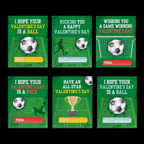 SOCCER Valentine's Day Cards for Kids, INSTANT Printable Digital ...