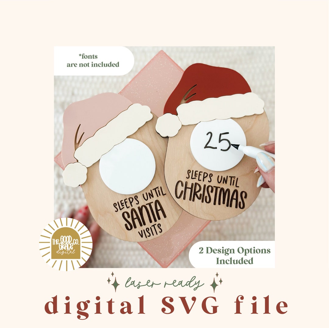 Svg Christmas Countdown File Christmas Laser File Sleeps Until