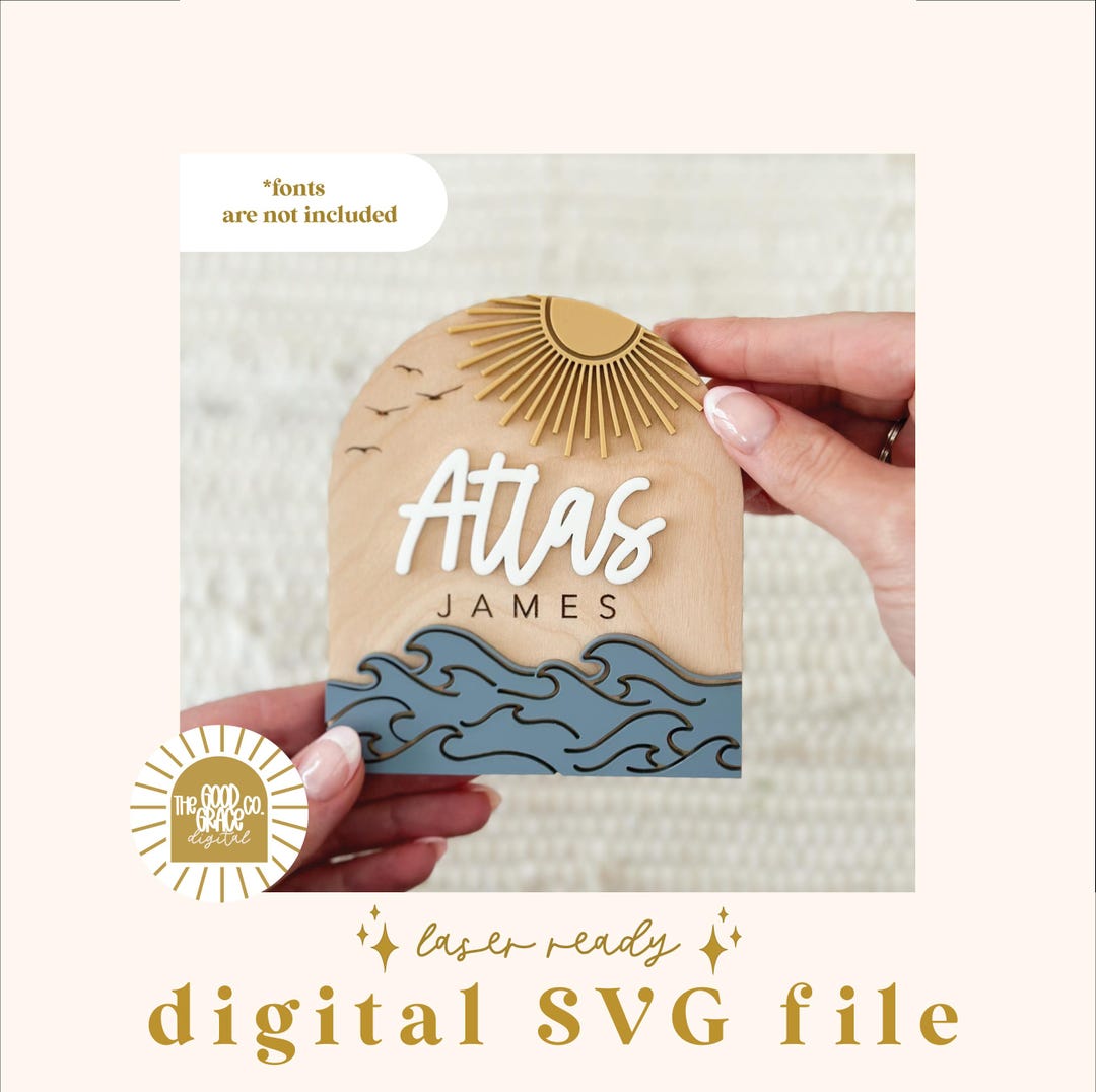 SVG Ocean Mini Name Announcement Sign Digital File | Name Sign File ...