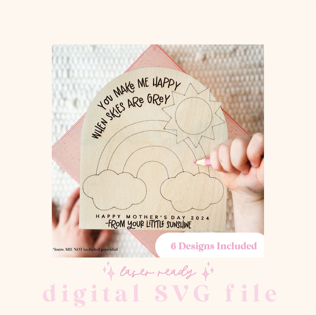 SVG Mother's Day DIY Coloring Cards | Mother's Day Digital File | Gift ...