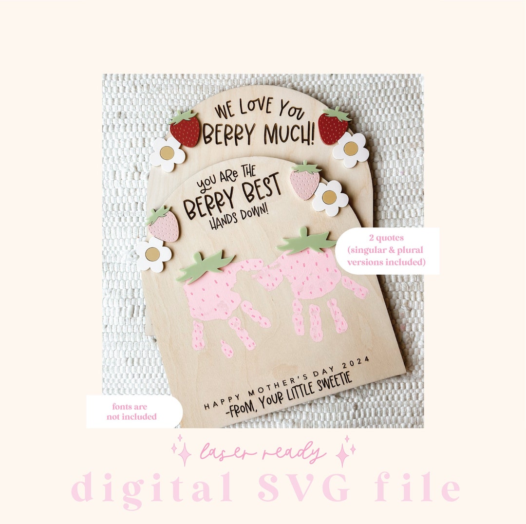 SVG Mother's Day Stawberry Daisy Handprint Sign | Mother's Day Digital ...