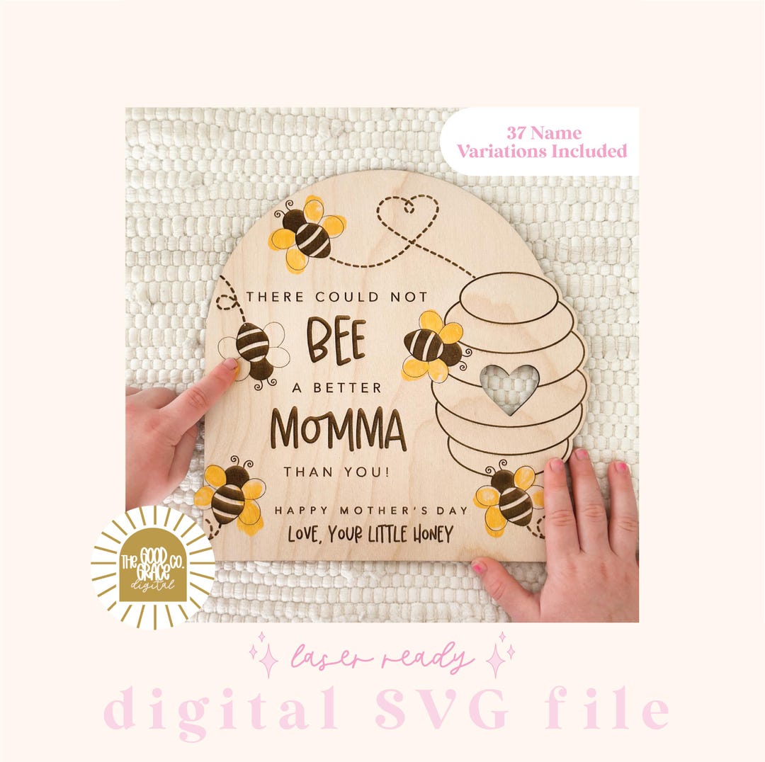 SVG Mother's Day Bee Fingerprint Craft File | Mother's Day Digital File ...