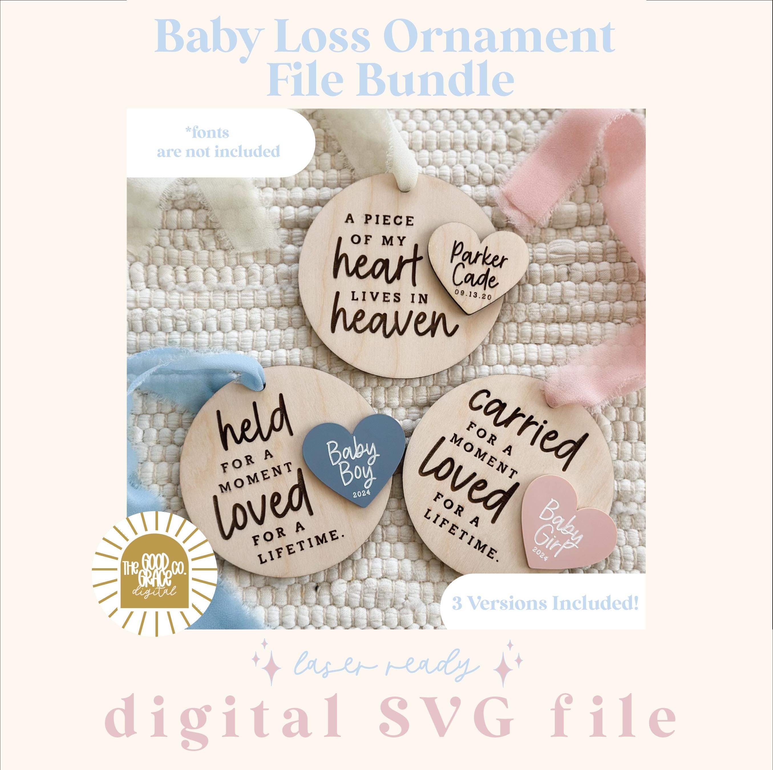 SVG Baby Loss Ornament Bundle File | Miscarriage Ornament SVG ...