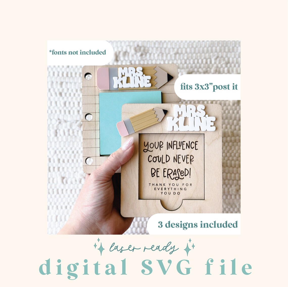 SVG Post It Note Holder File | Teacher Appreciation Digital File ...