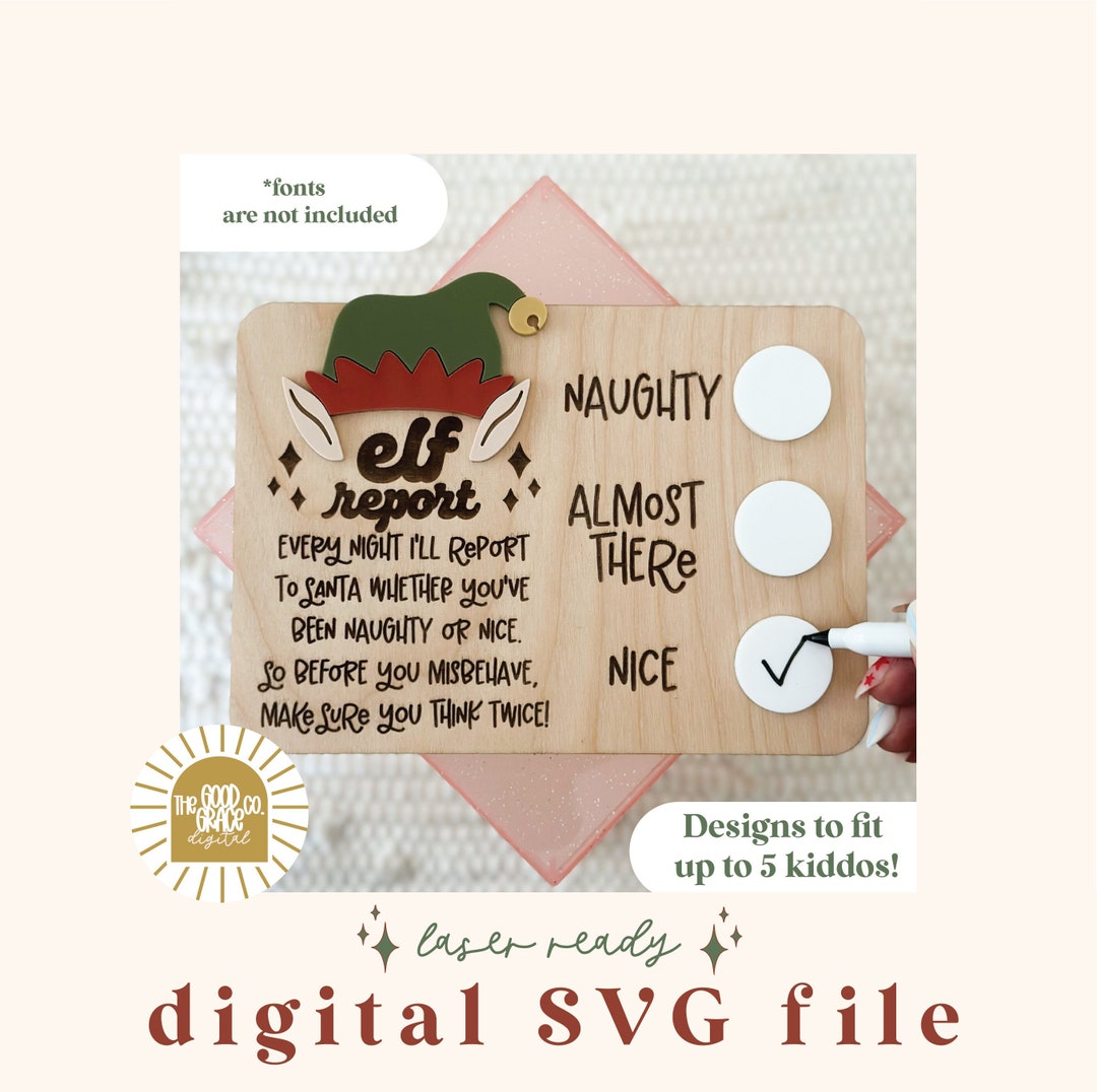 SVG Elf Report Board File | Elf Meter | Christmas Laser File | A ...