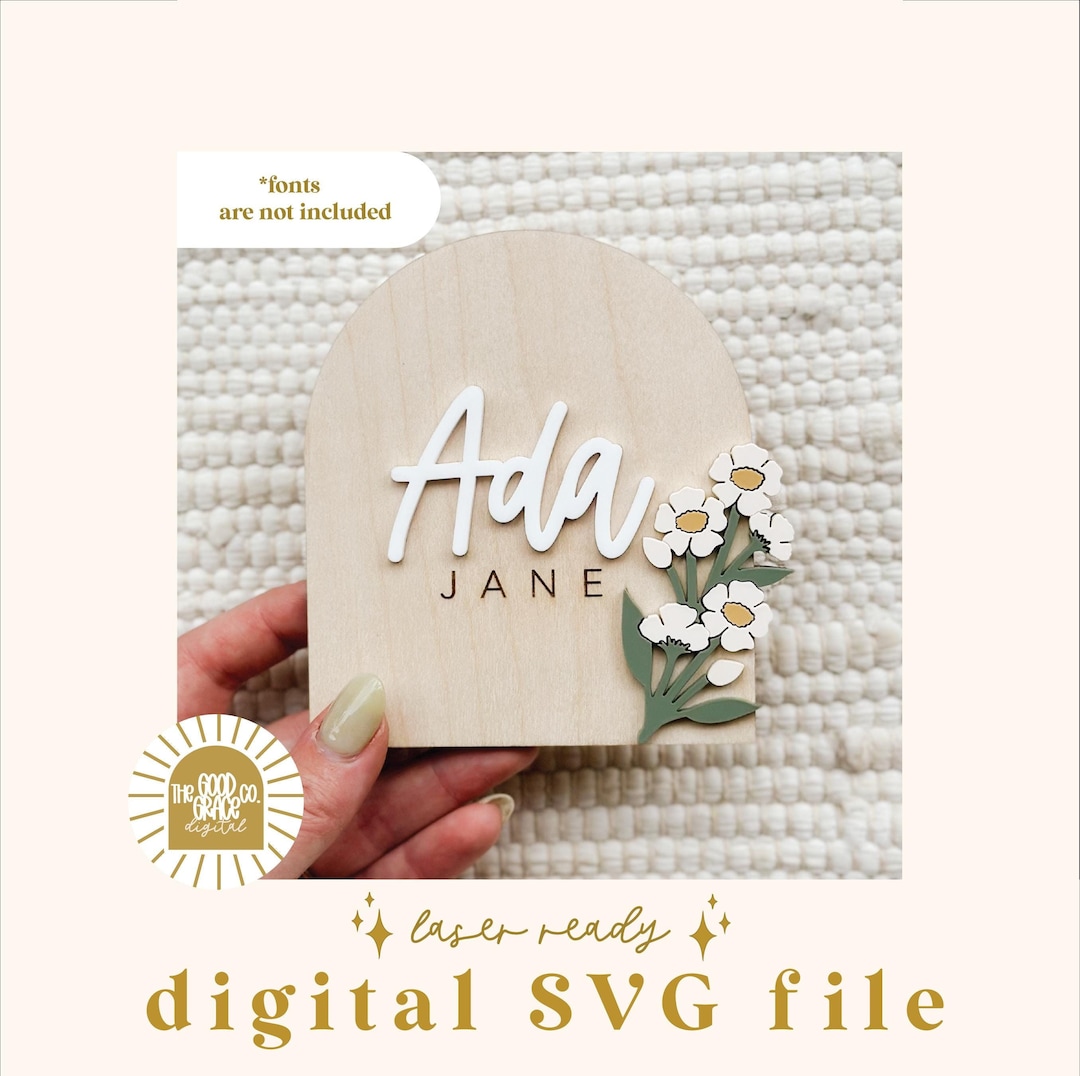 SVG Floral Mini Name Announcement Sign Digital File | Name Sign File ...