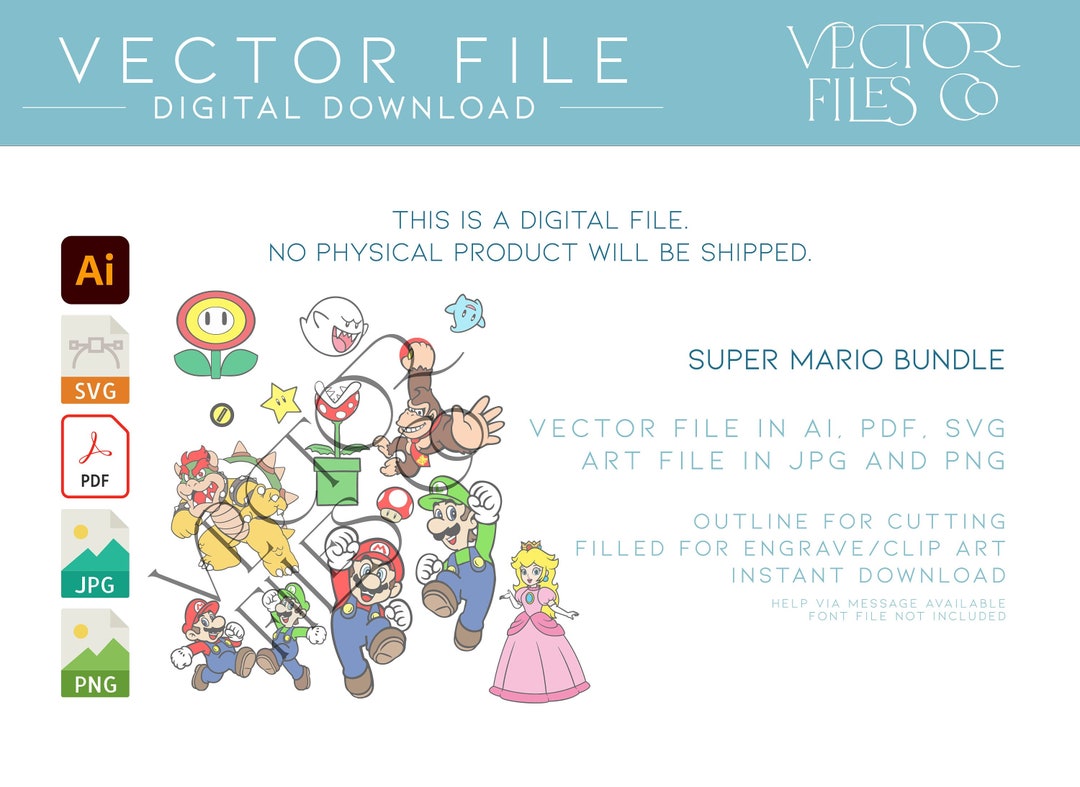 Super Mario Bulk Vector File // Digital Download // SVG PDF AI .jpg ...