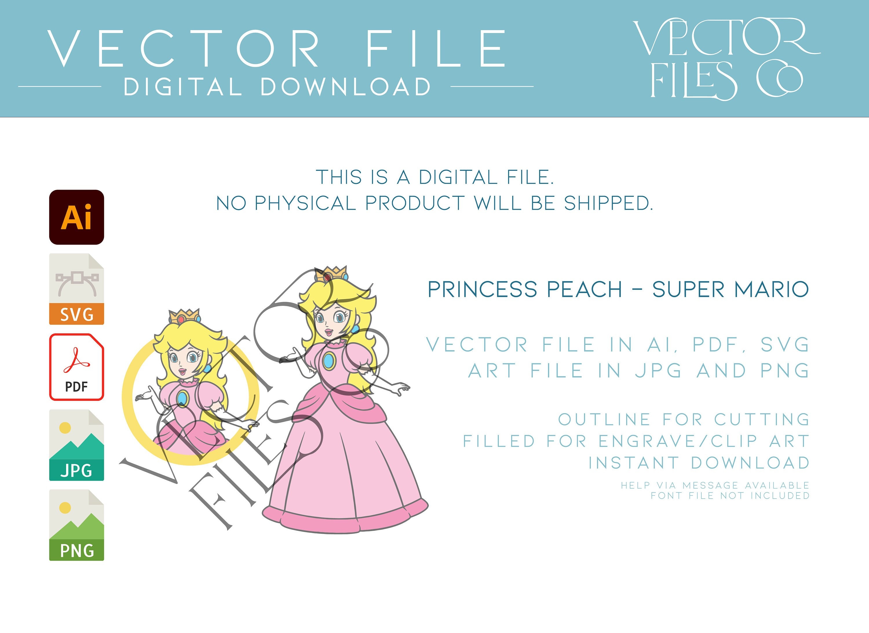 Princess Peach Vector // Digital Download // SVG PDF AI .jpg .png - Etsy
