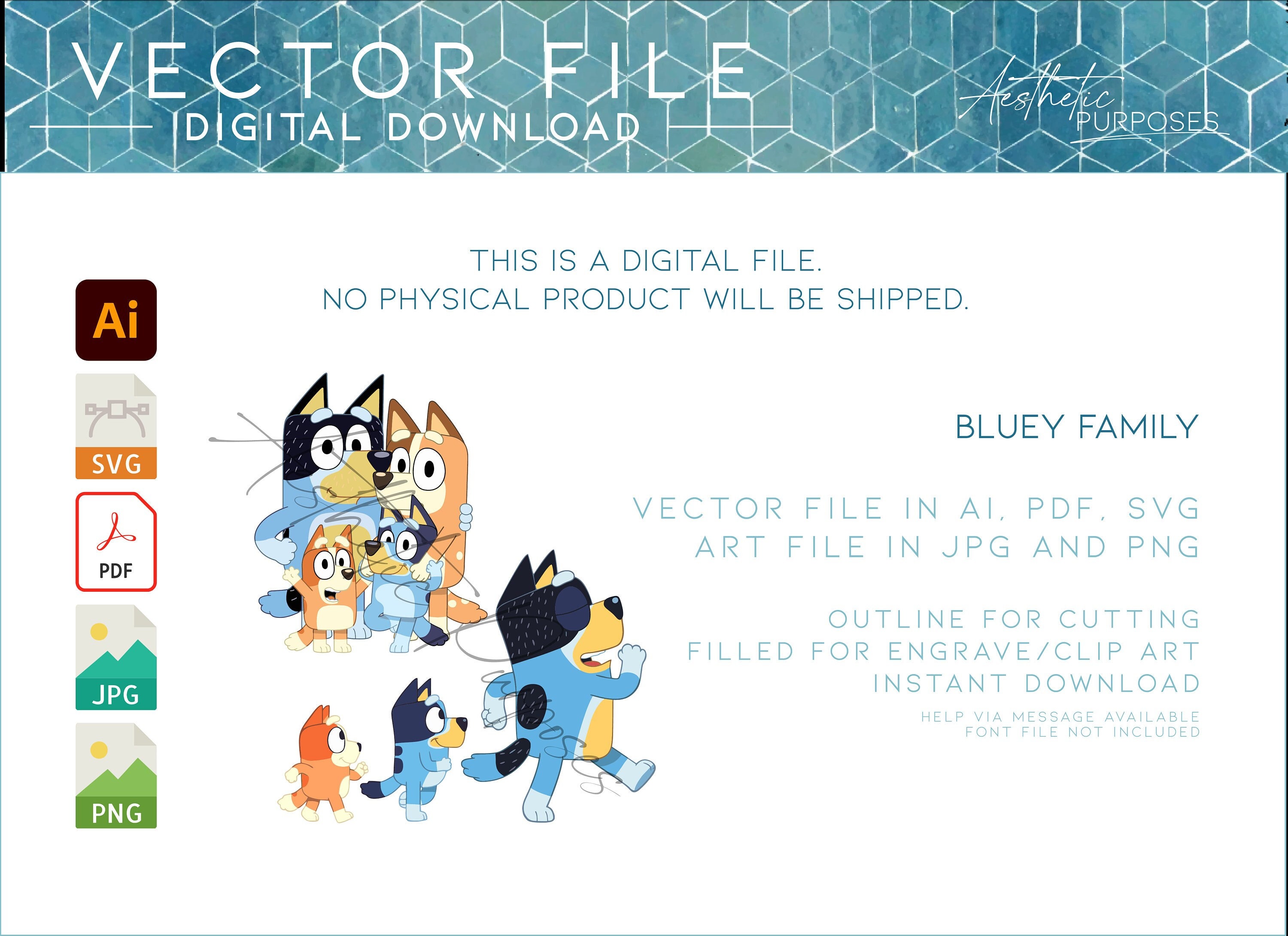 Bluey Family SVG Vector Bluey Vector // Digital Download // S.V.G. PDF ...