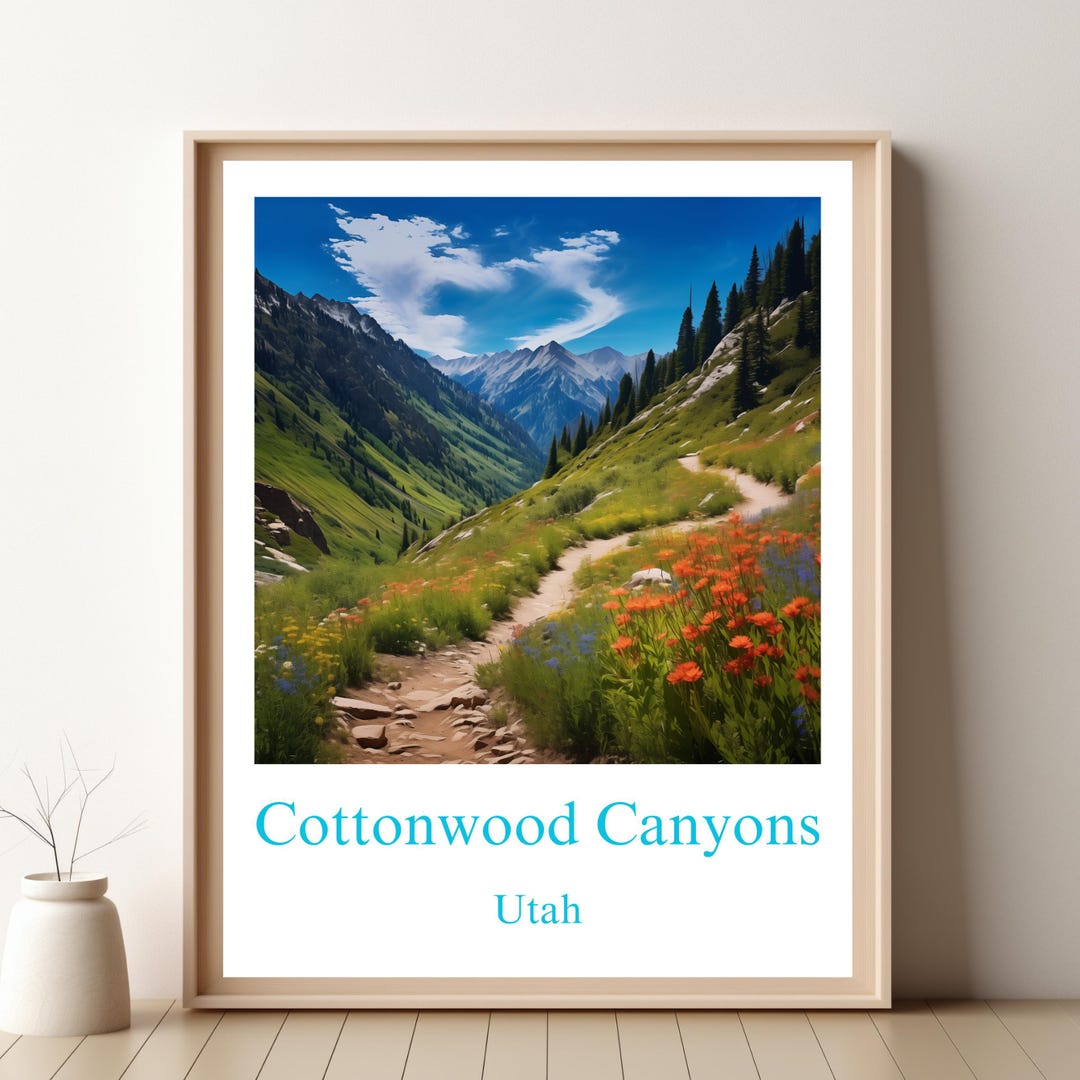Cottonwood Canyon, Utah - Travel Posters - Mountain Vacation Art Print ...