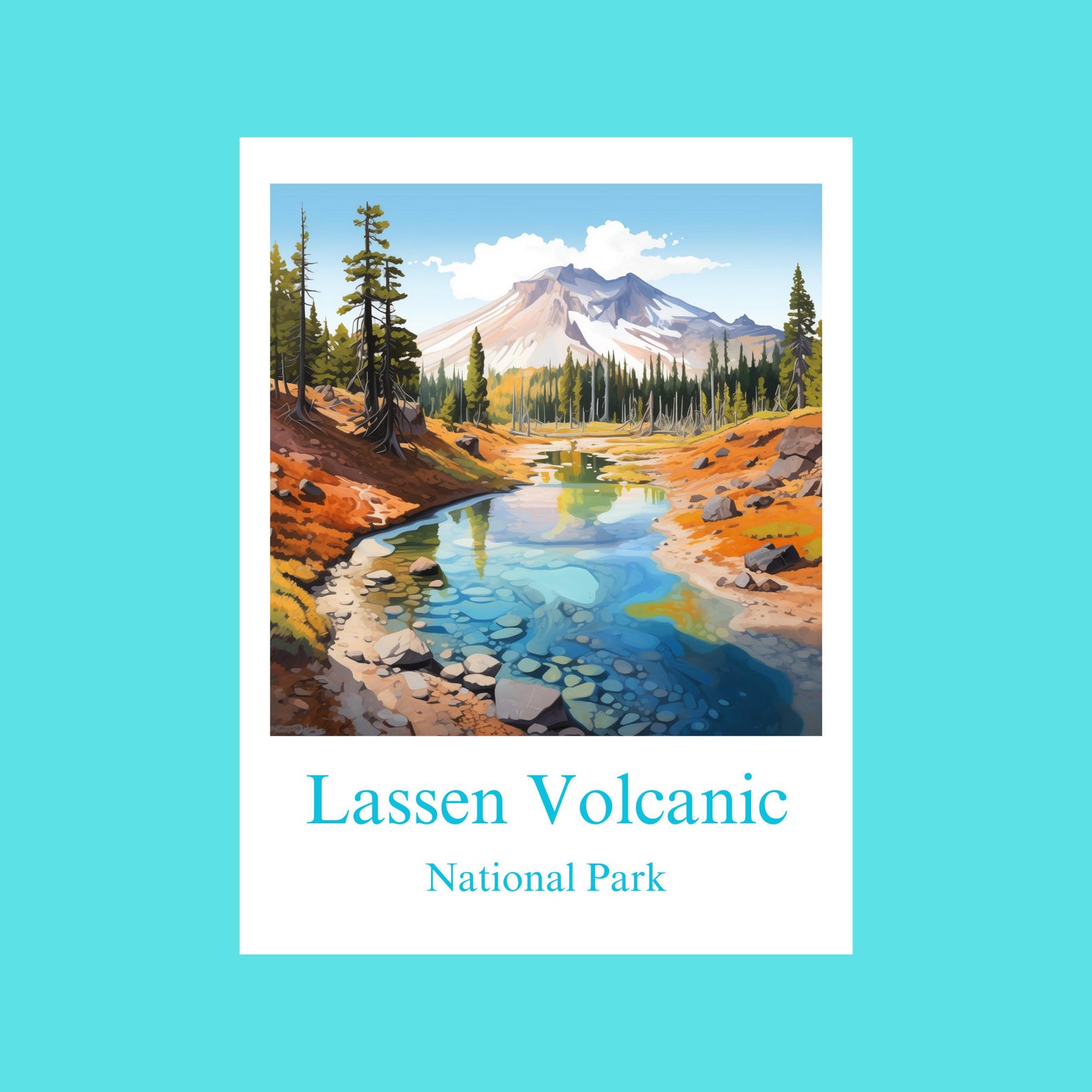 Lassen Volcanic National Park - Travel Poster - Modern Style Art Print ...