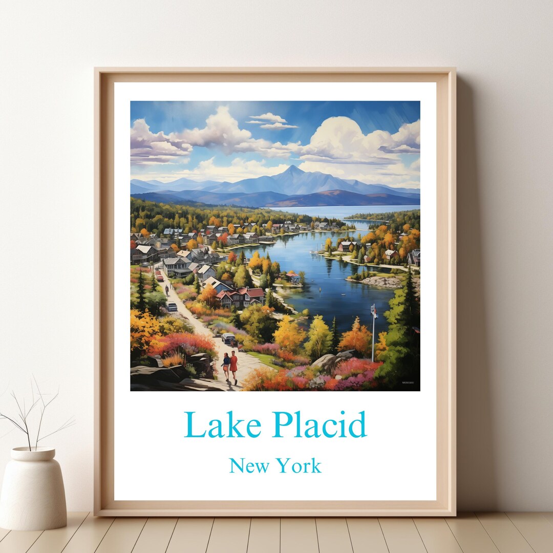 Lake Placid, New York - Travel Posters - Small Town Vacation Art Print ...