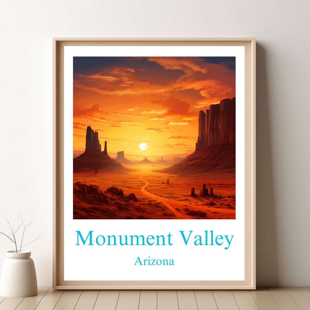 Monument Valley Tribal Park Travel Poster Art Print Arizona Sunset Park ...