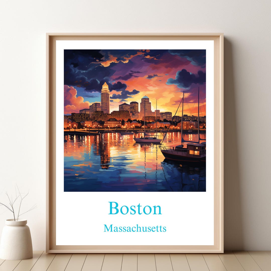 Boston, Massachusetts - Travel Posters - City Art Print - Sunset ...