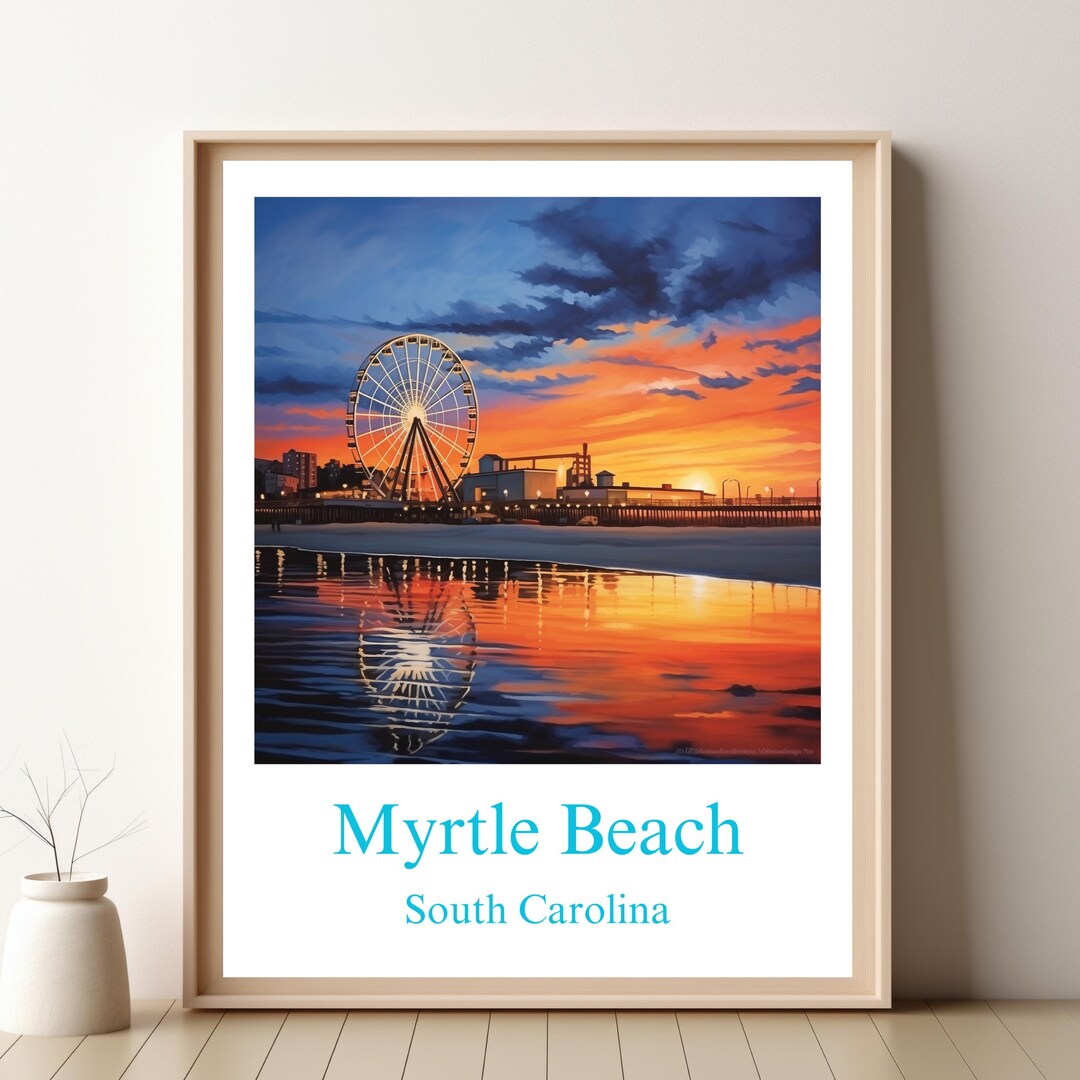 Myrtle Beach, South Carolina - Travel Posters - Night Time - Vacation ...