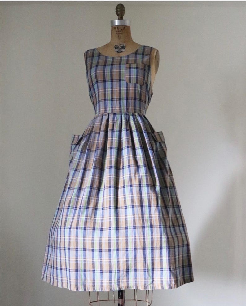 Vintage Plaid Dress With Pockets - Etsy