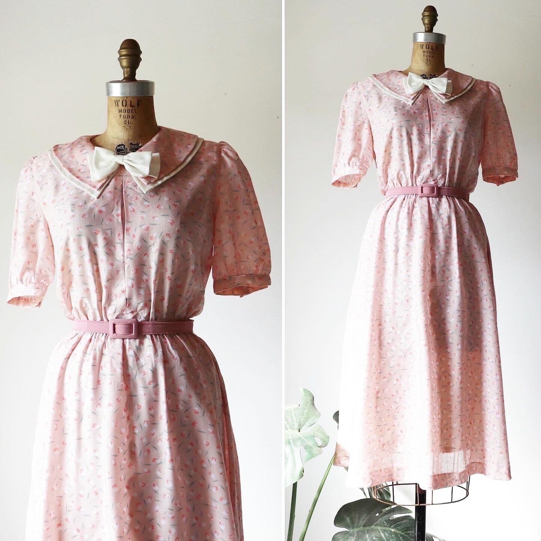 Vintage Coquette Tulip Bow Pink Dress - Etsy
