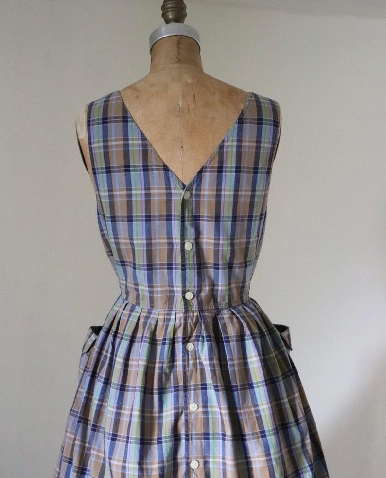 Vintage Plaid Dress With Pockets - Etsy